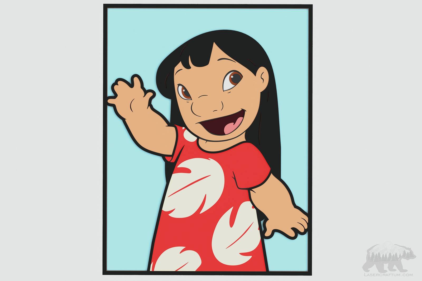 Lilo Portrait Layered Design for cutting - LaserCraftum