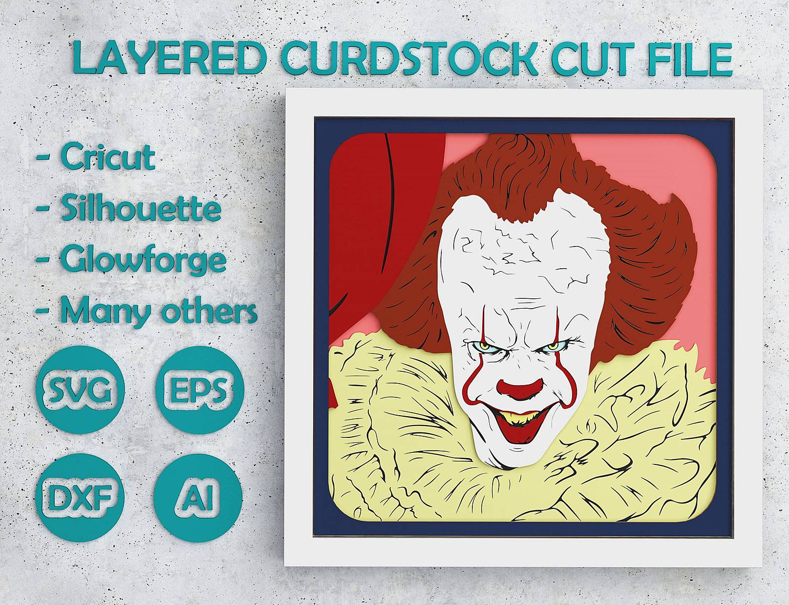 Pennywise Shadow Box. File for cutting - LaserCraftum