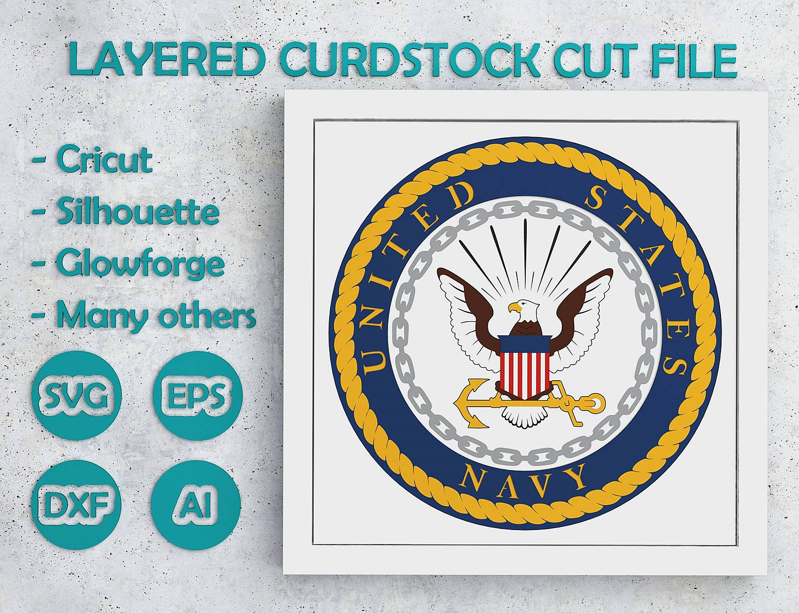 US Navy Force Emblem Shadow Box. File for cutting - LaserCraftum