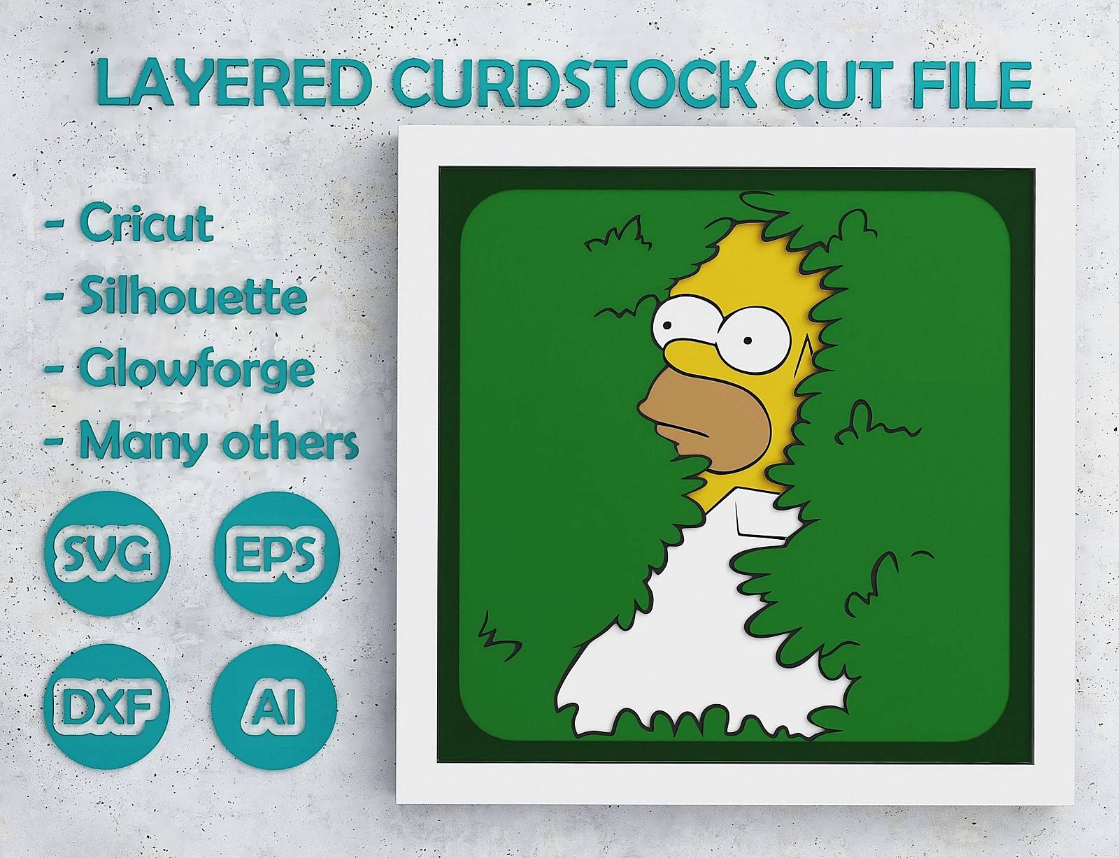 Homer in the Bush Shadow Box. File for cutting - LaserCraftum