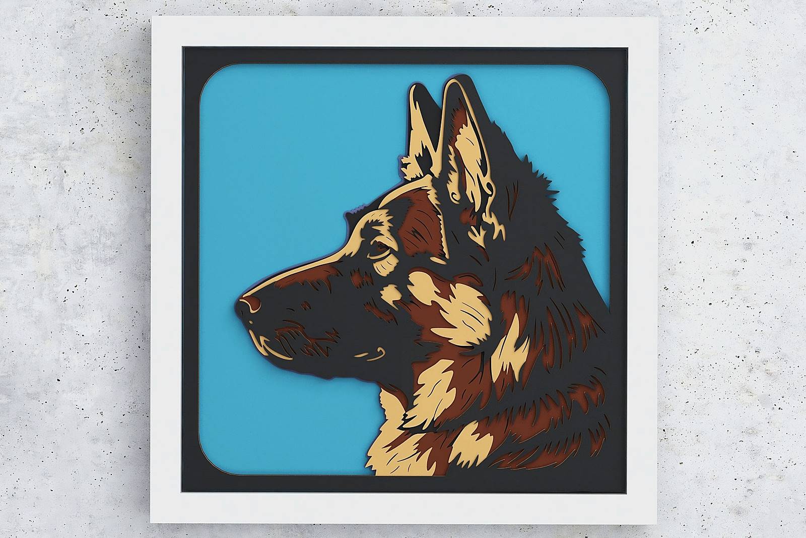 German Shepherd Shadow Box. File for cutting - LaserCraftum