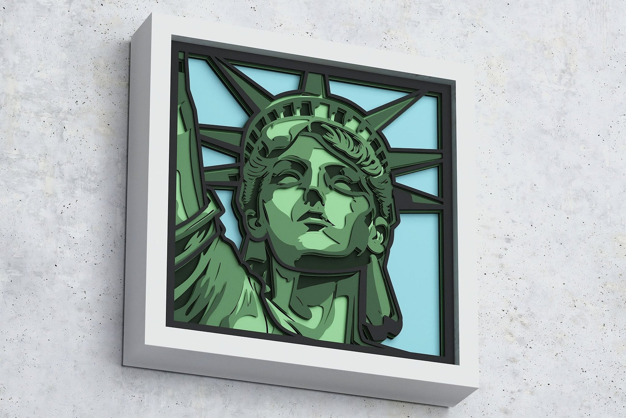 Statue of Liberty Shadow Box. File for cutting - LaserCraftum