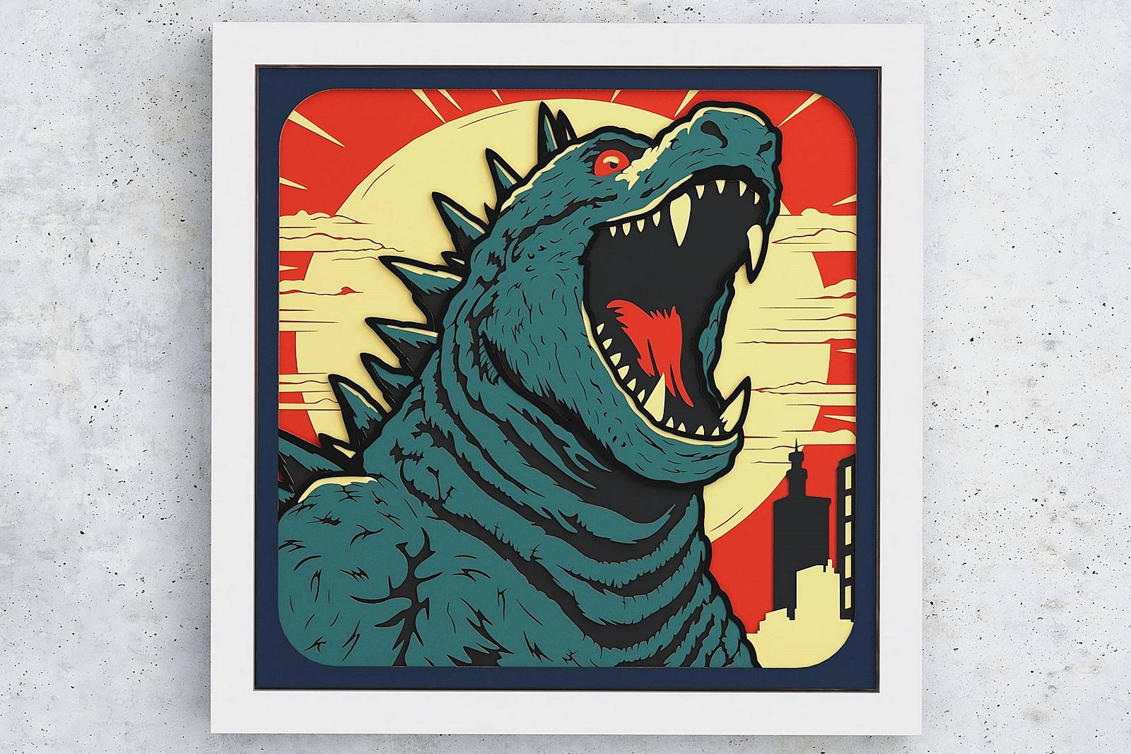 Godzilla Shadow Box. File for cutting - LaserCraftum
