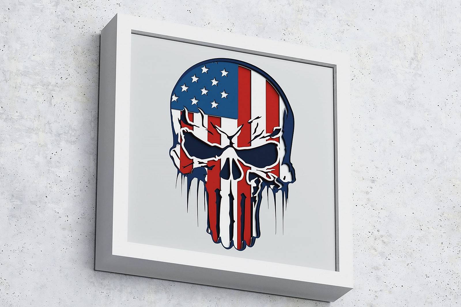 Punisher Skull Shadow Box. File for cutting - LaserCraftum