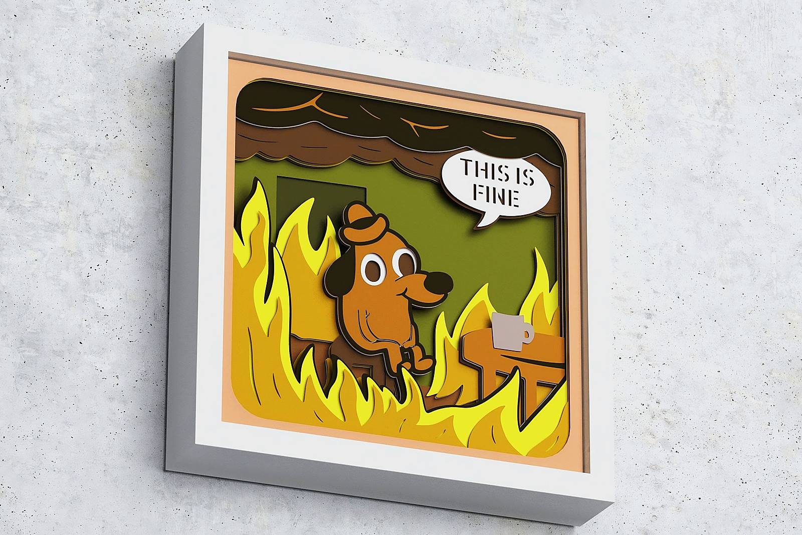 Fine Dog Shadow Box. File for cutting - LaserCraftum