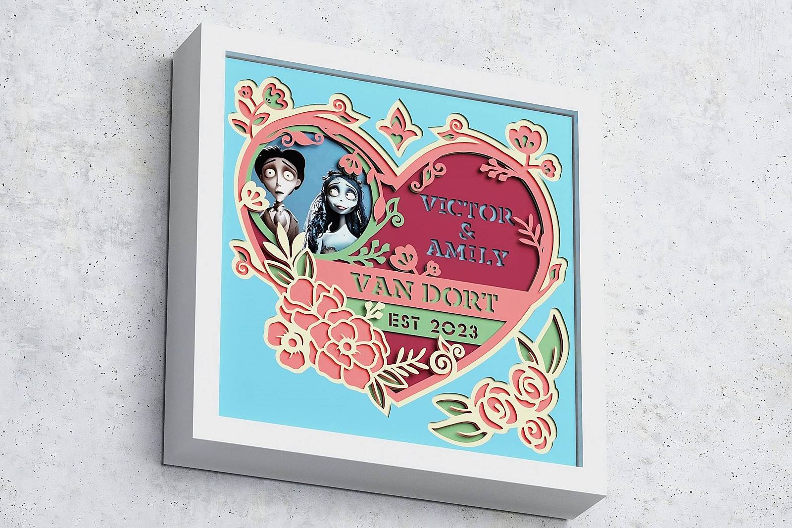 Wedding Customizable Shadow Box. File for cutting - LaserCraftum