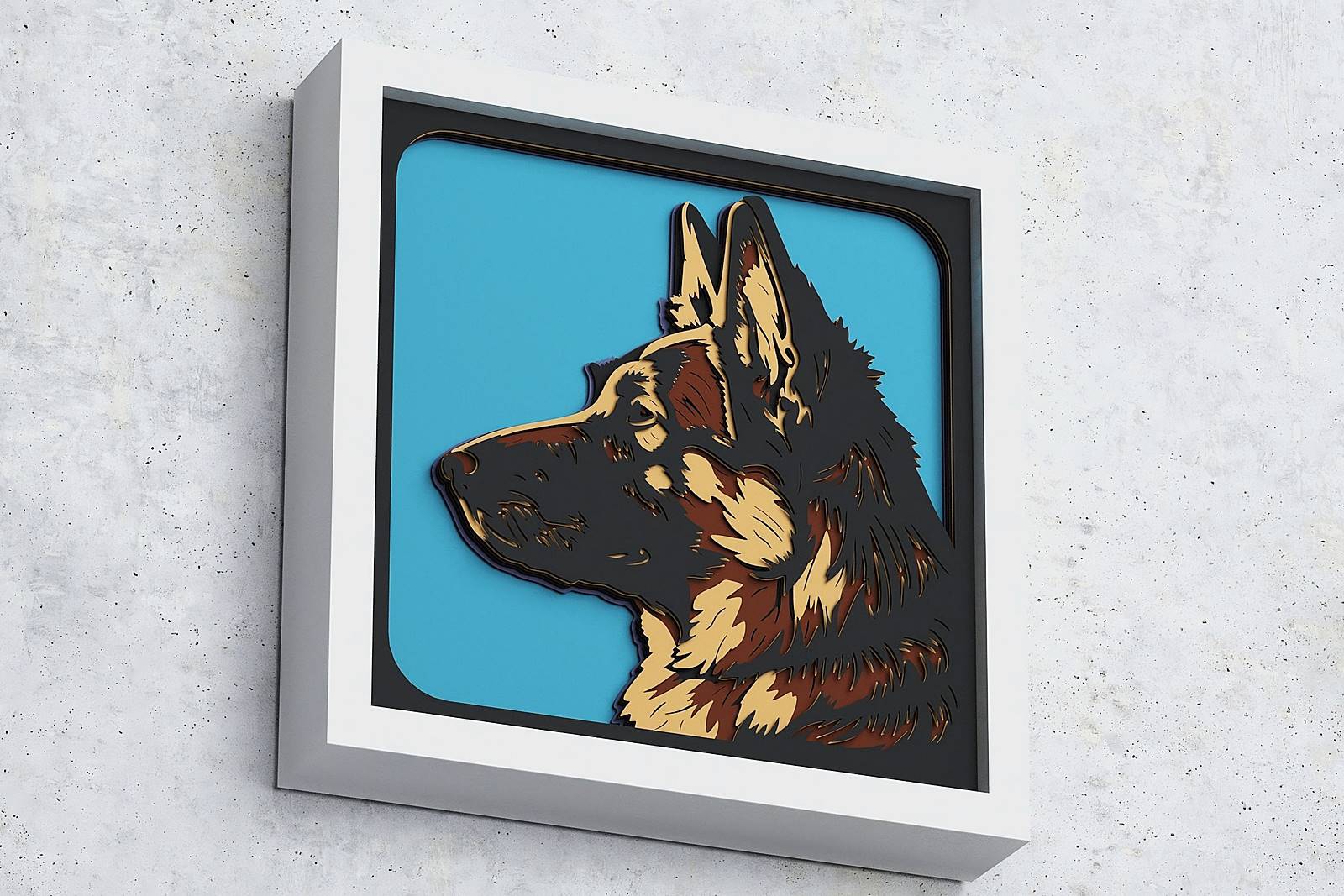 German Shepherd Shadow Box. File for cutting - LaserCraftum