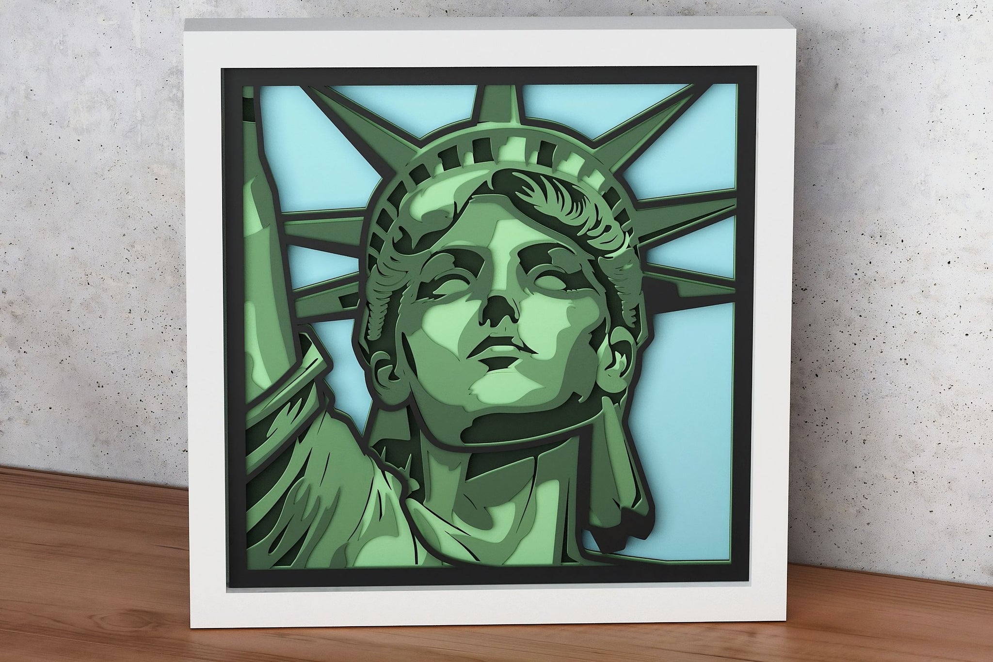 Statue of Liberty Shadow Box. File for cutting - LaserCraftum