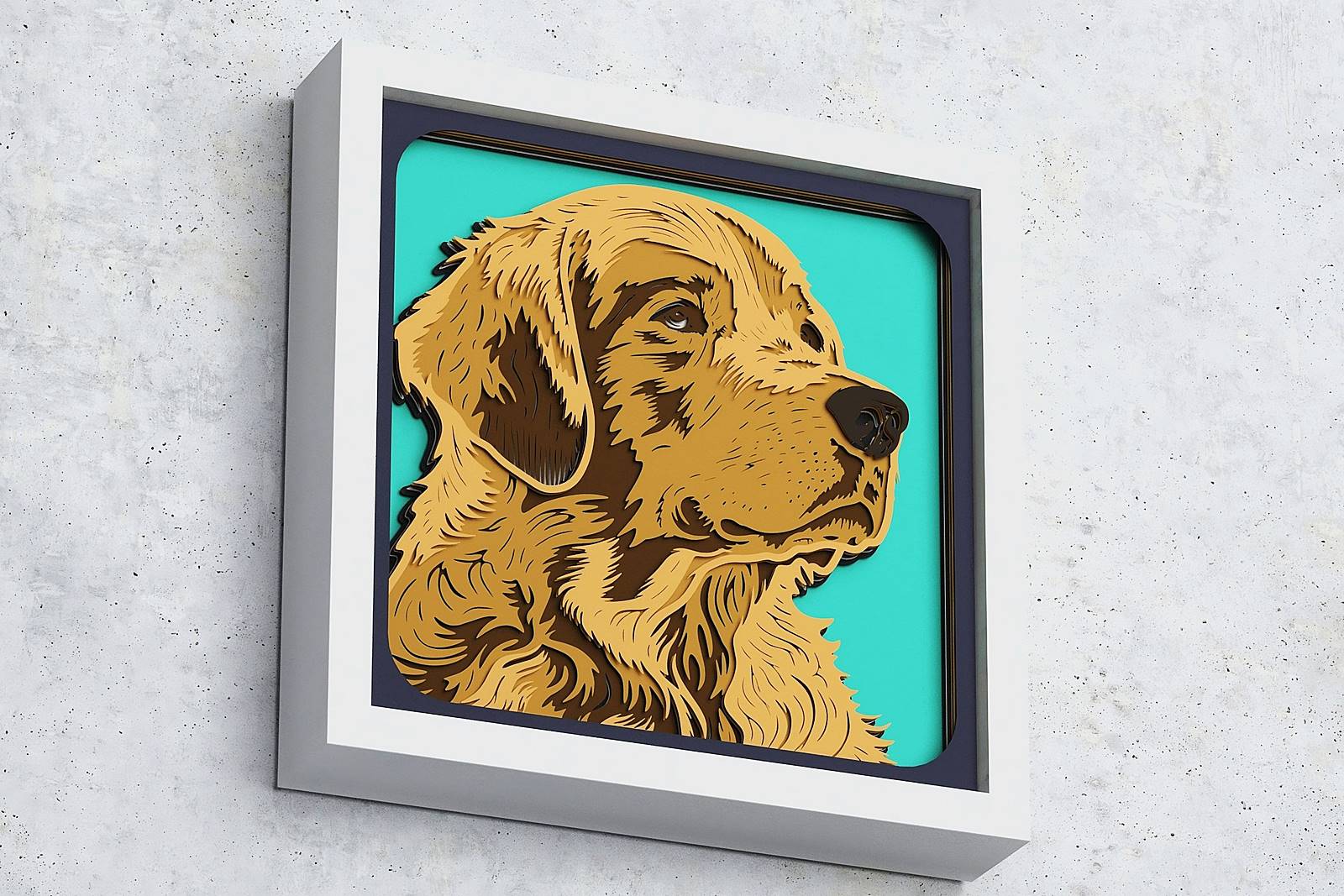 Golden Retriever Shadow Box. File for cutting - LaserCraftum