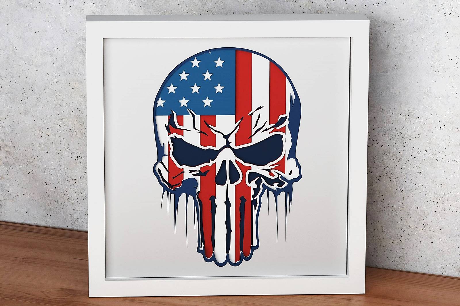Punisher Skull Shadow Box. File for cutting - LaserCraftum