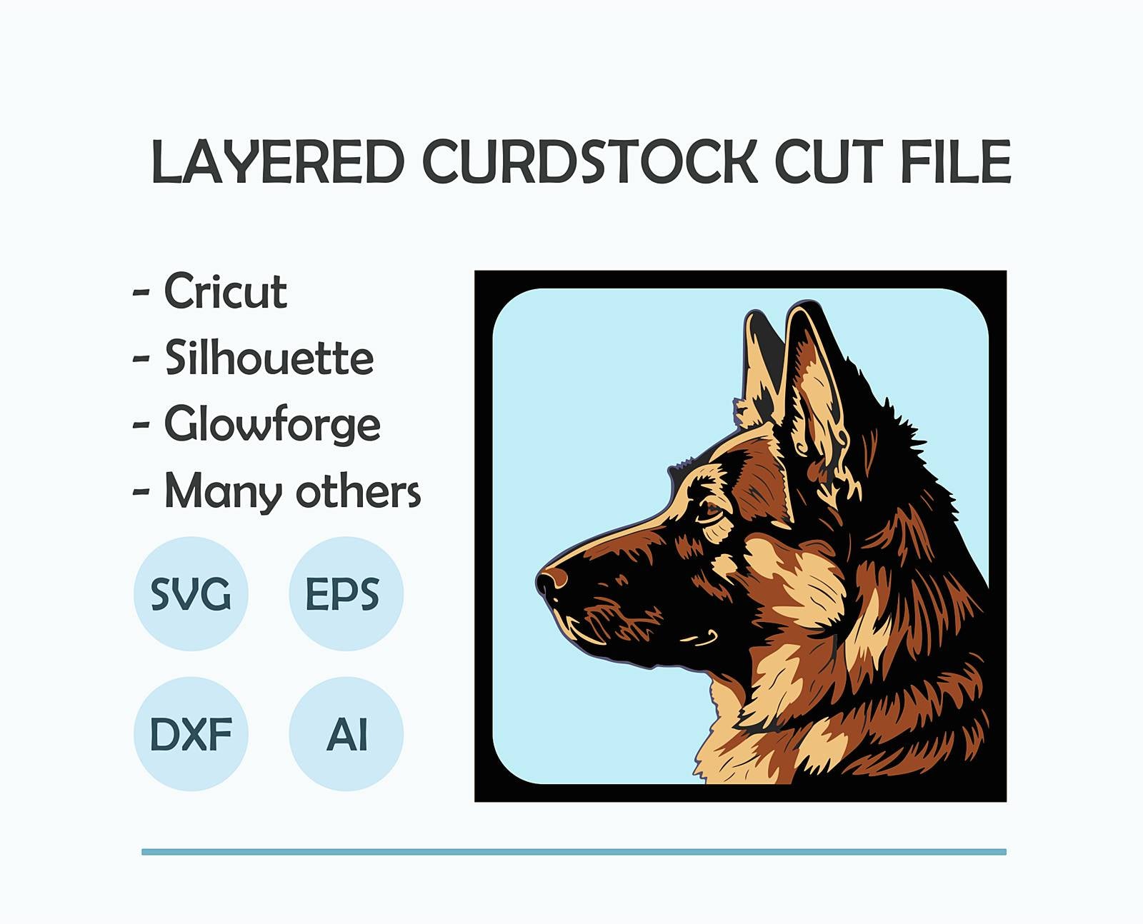 German Shepherd Shadow Box. File for cutting - LaserCraftum