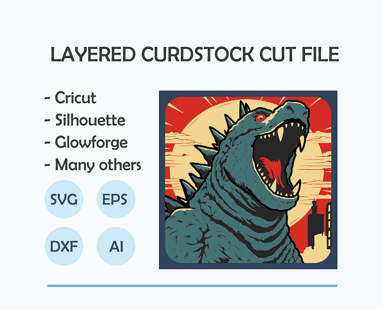 Godzilla Shadow Box. File for cutting - LaserCraftum