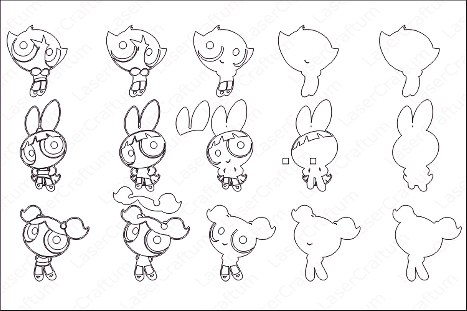 Powerpuff Girls Layered Design for cutting - LaserCraftum
