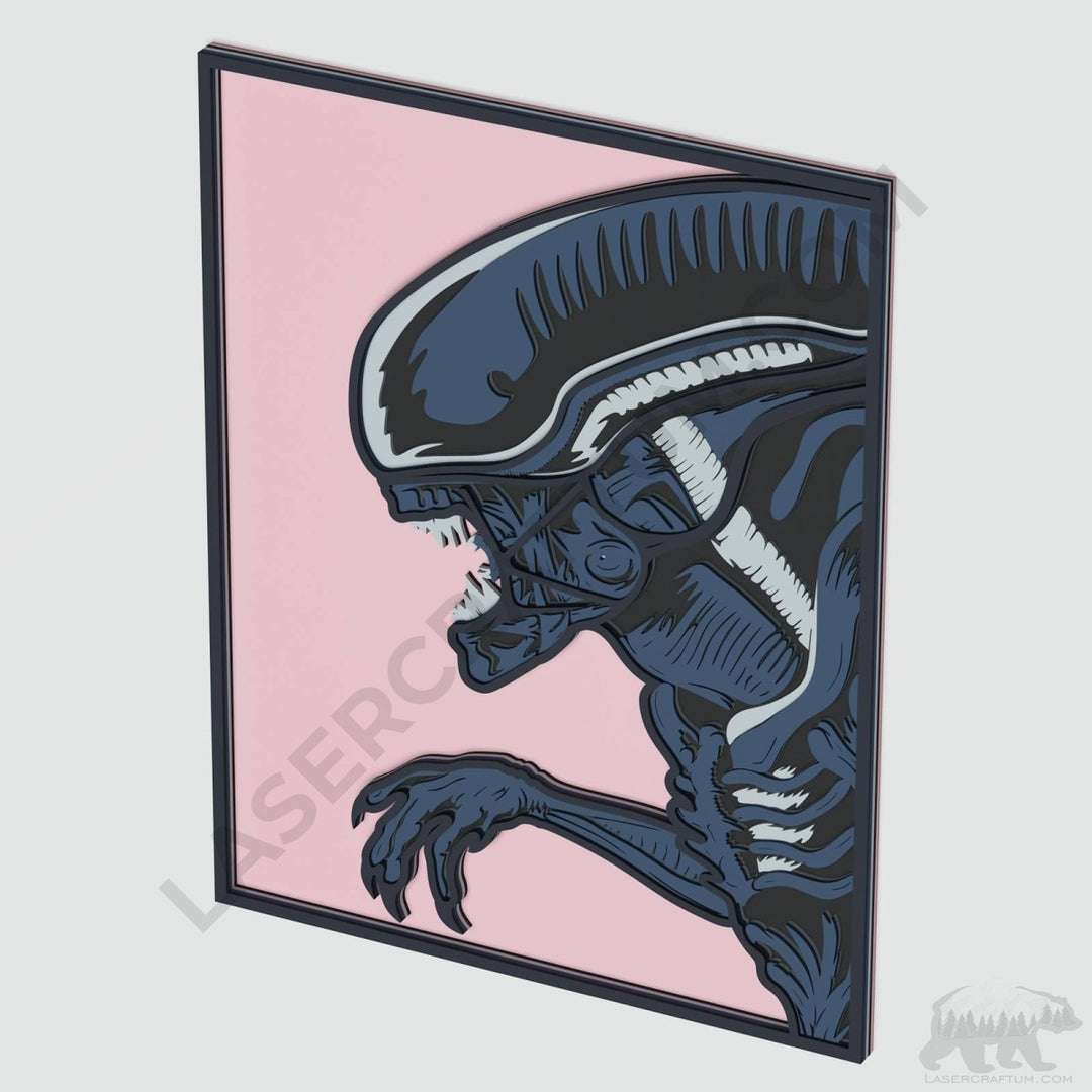 Alien Layered Design for cutting - LaserCraftum
