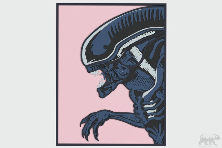 Alien Layered Design for cutting - LaserCraftum