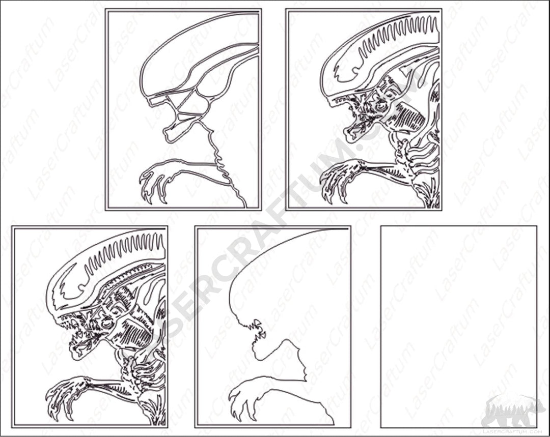 Alien Layered Design for cutting - LaserCraftum