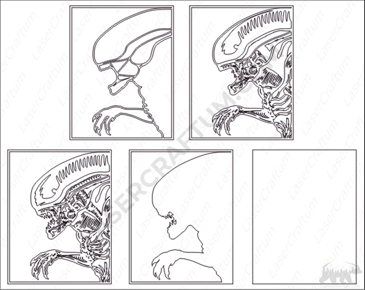 Alien Layered Design for cutting - LaserCraftum