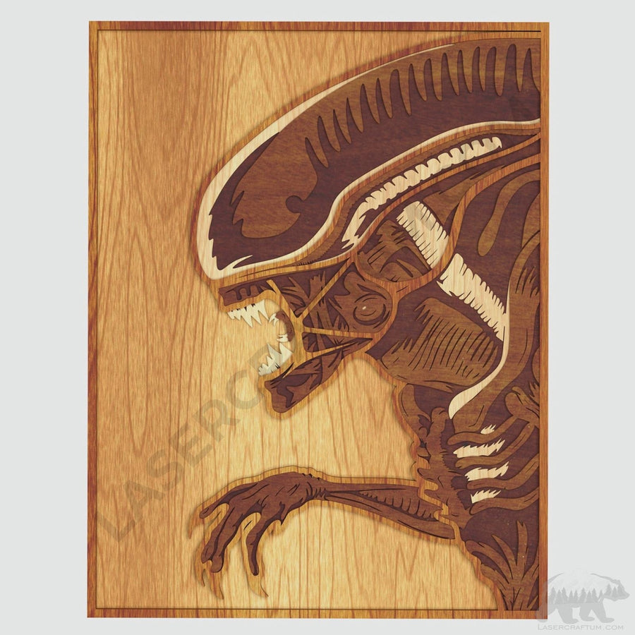Alien Layered Design for cutting - LaserCraftum