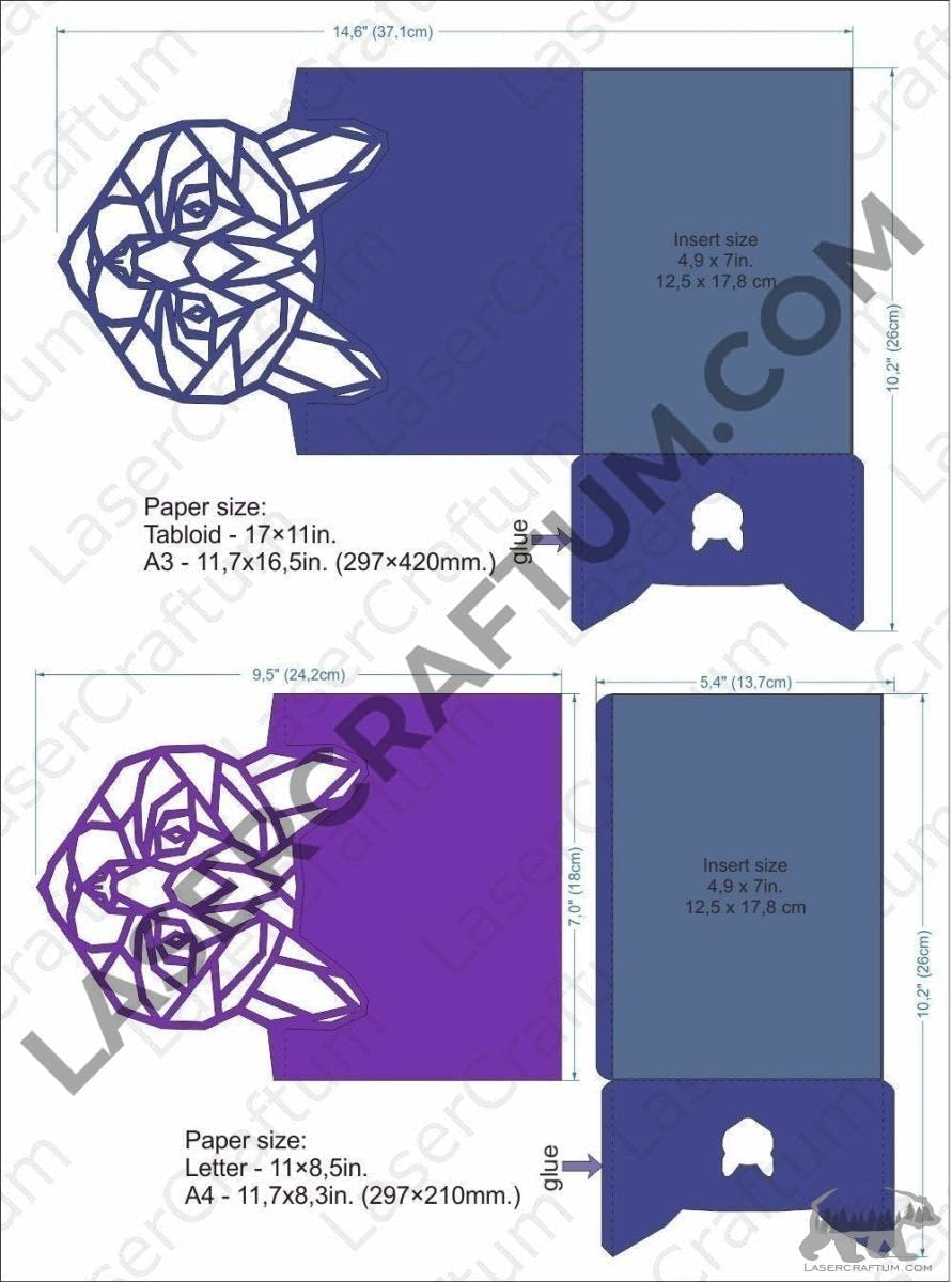 Cat envelope template for paper cutting - LaserCraftum
