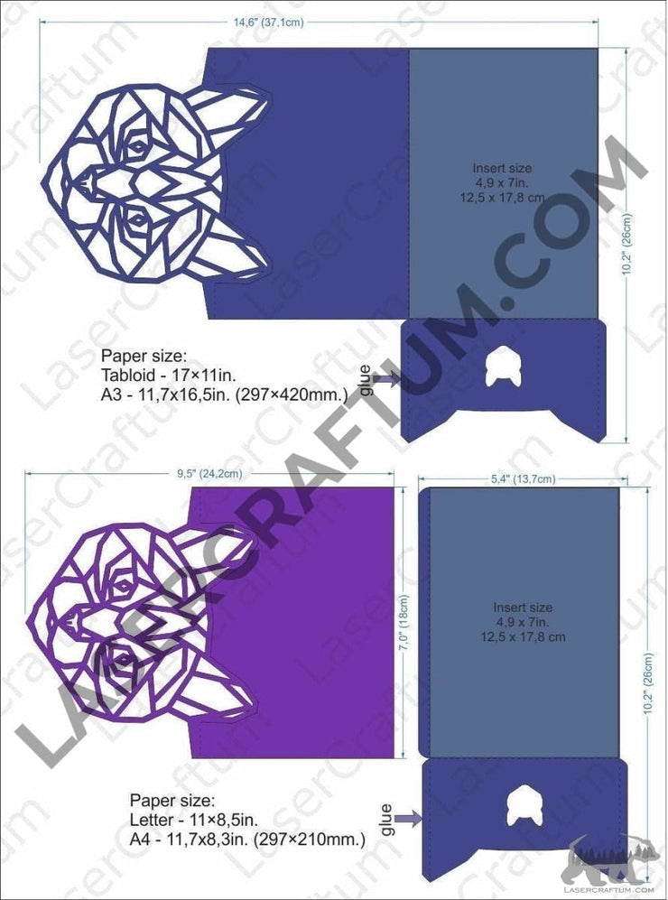 Cat envelope template for paper cutting - LaserCraftum