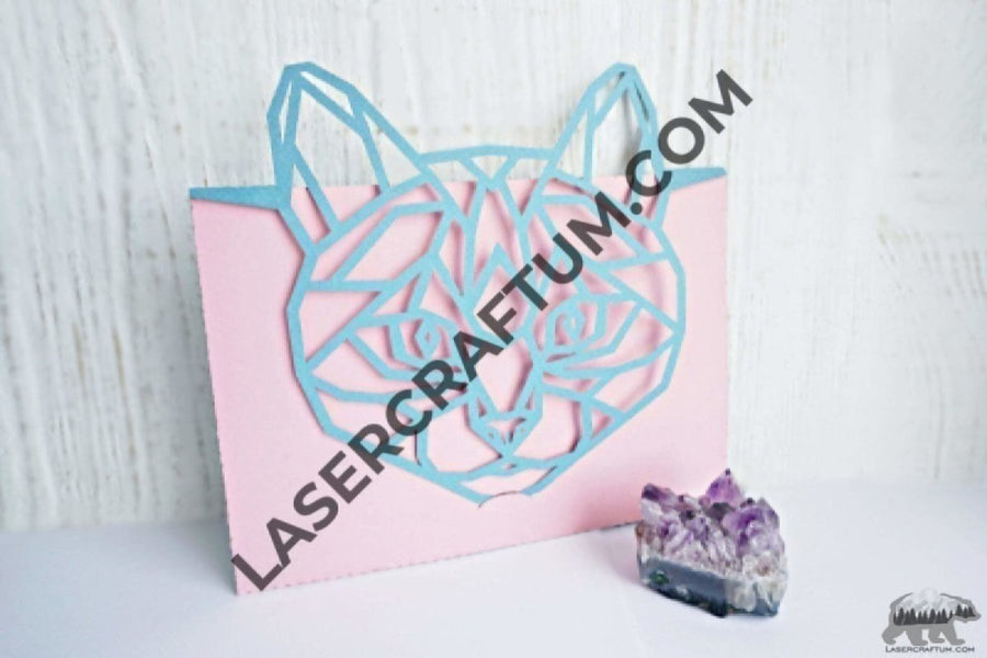 Cat envelope template for paper cutting - LaserCraftum