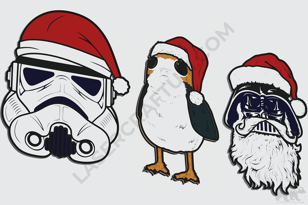 Christmas Star Wars Layered Design for cutting - LaserCraftum