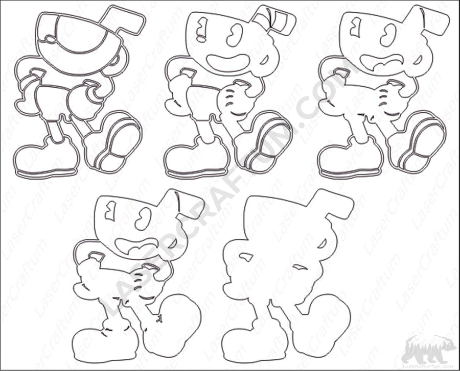 Cuphead Layered Design for cutting - LaserCraftum