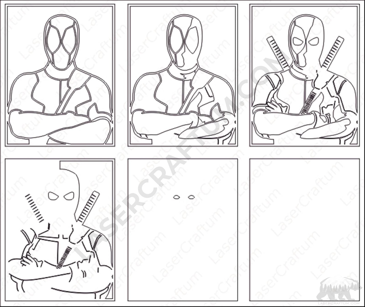 Deadpool Layered Design for cutting - LaserCraftum