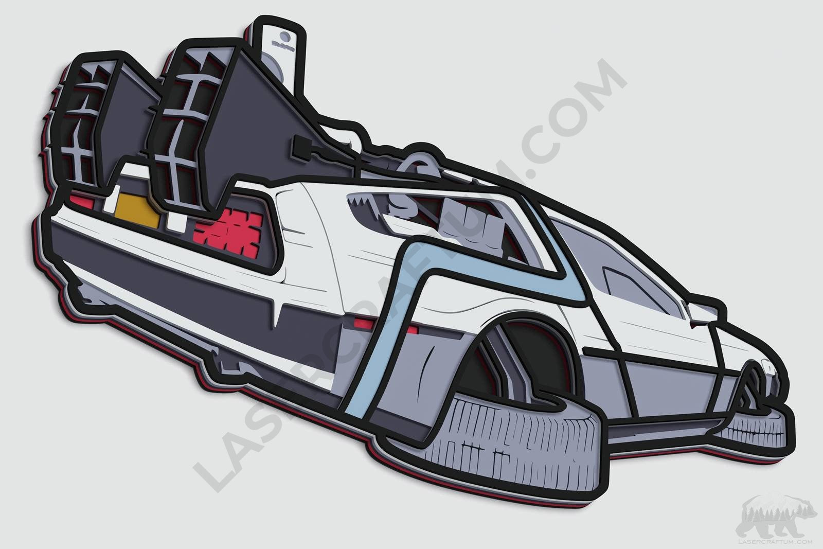 DeLorean Layered Design for cutting - LaserCraftum