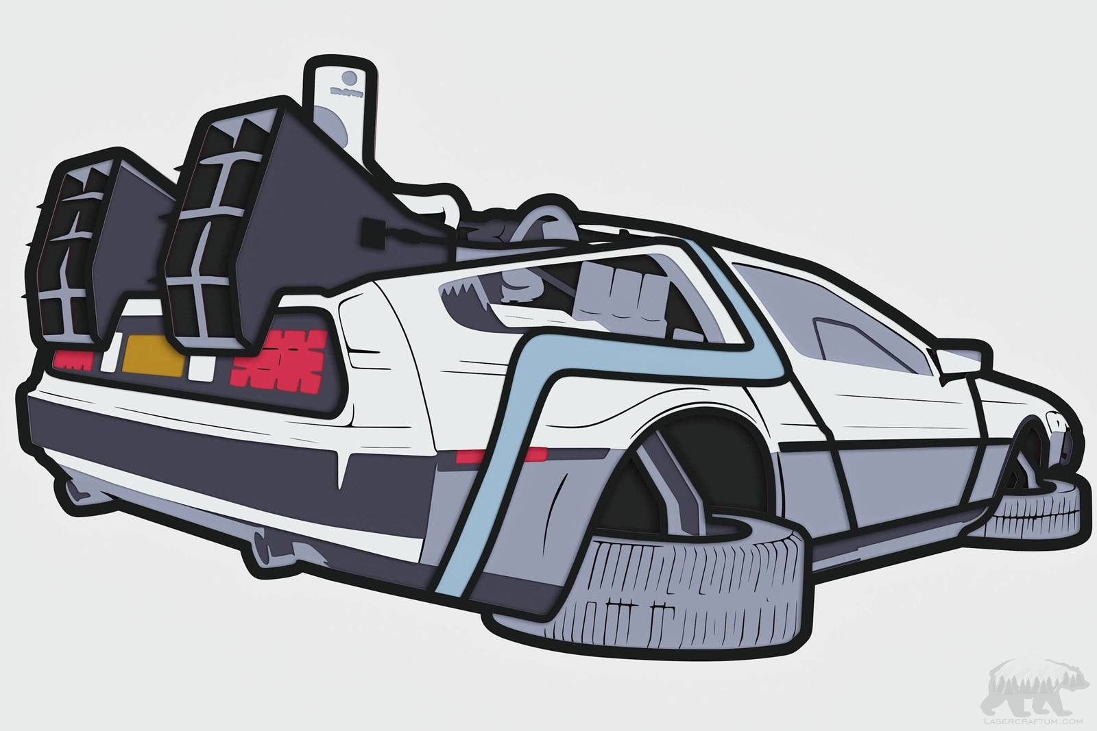 DeLorean Layered Design for cutting - LaserCraftum