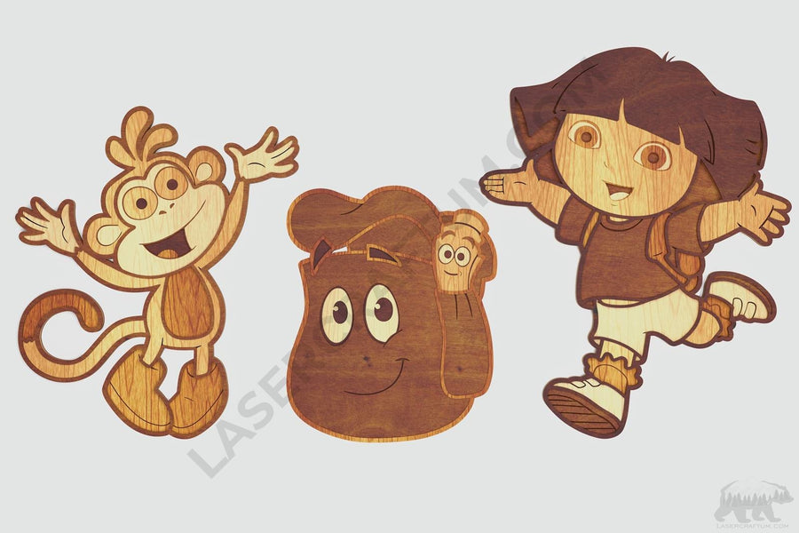 Dora Set of Layered Designs for cutting - LaserCraftum