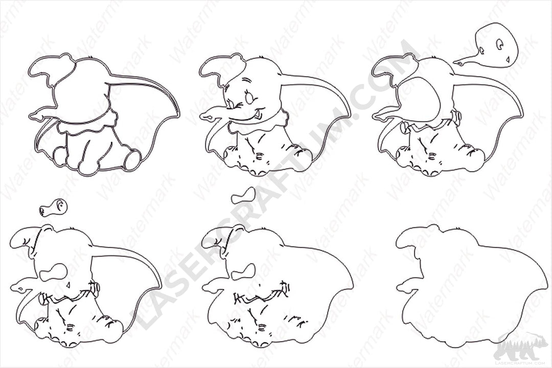 Dumbo Layered Design for cutting - LaserCraftum