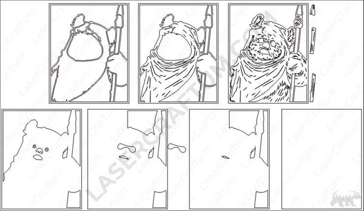 Ewok Layered Design for cutting - LaserCraftum