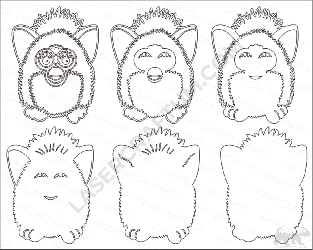 Furby Layered Design for cutting - LaserCraftum