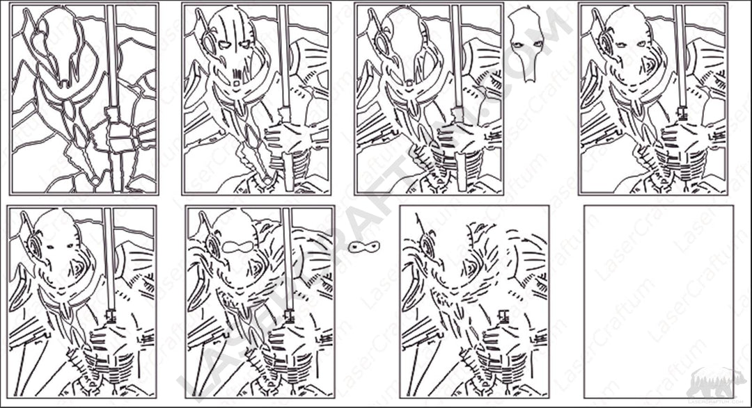 General Grievous Layered Design for cutting - LaserCraftum