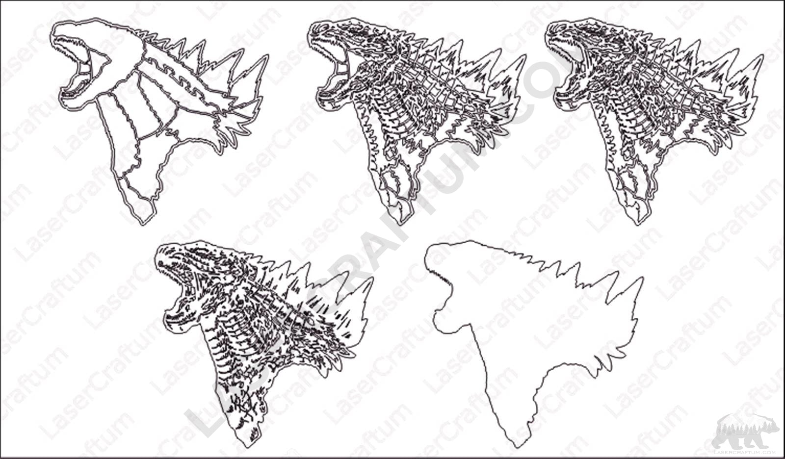 Godzilla Layered Design for cutting - LaserCraftum