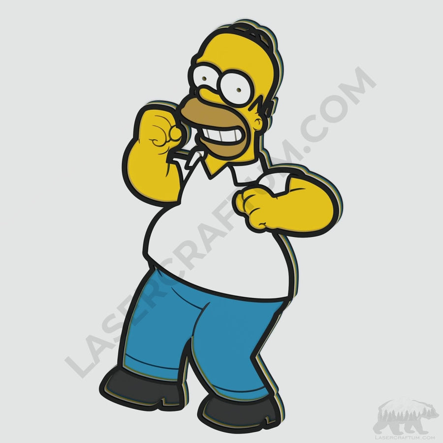Homer Simpson Layered Design for cutting - LaserCraftum