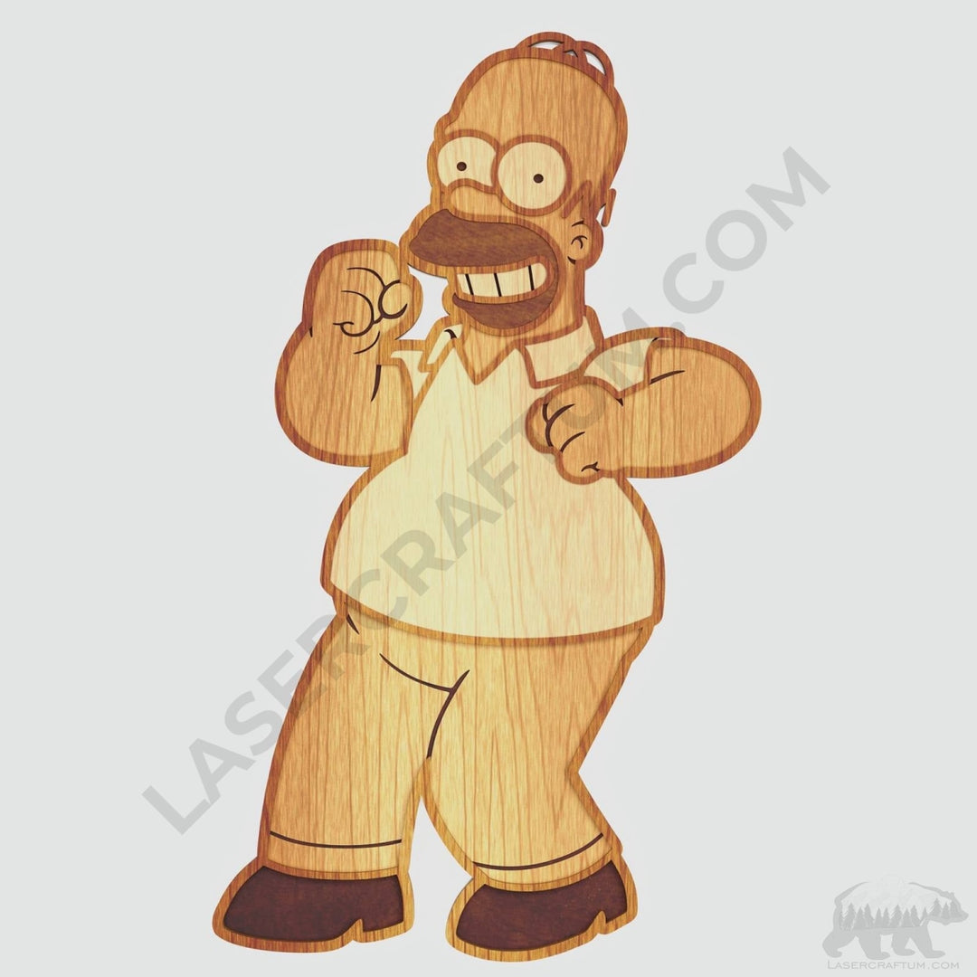Homer Simpson Layered Design for cutting - LaserCraftum