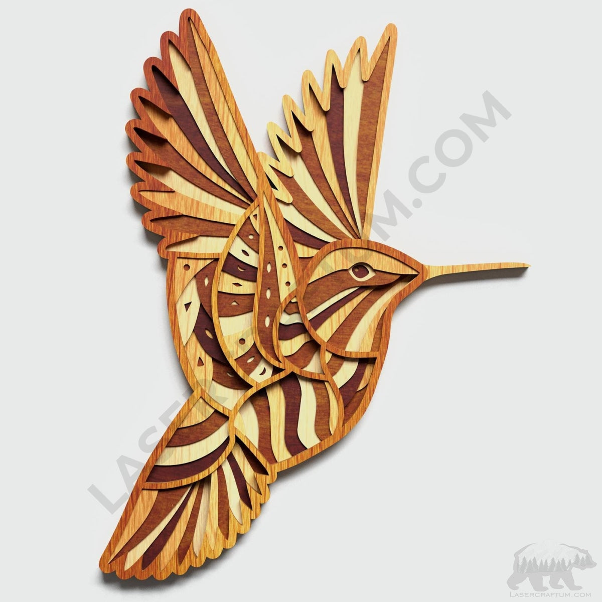 Hummingbird Layered Design for cutting - LaserCraftum