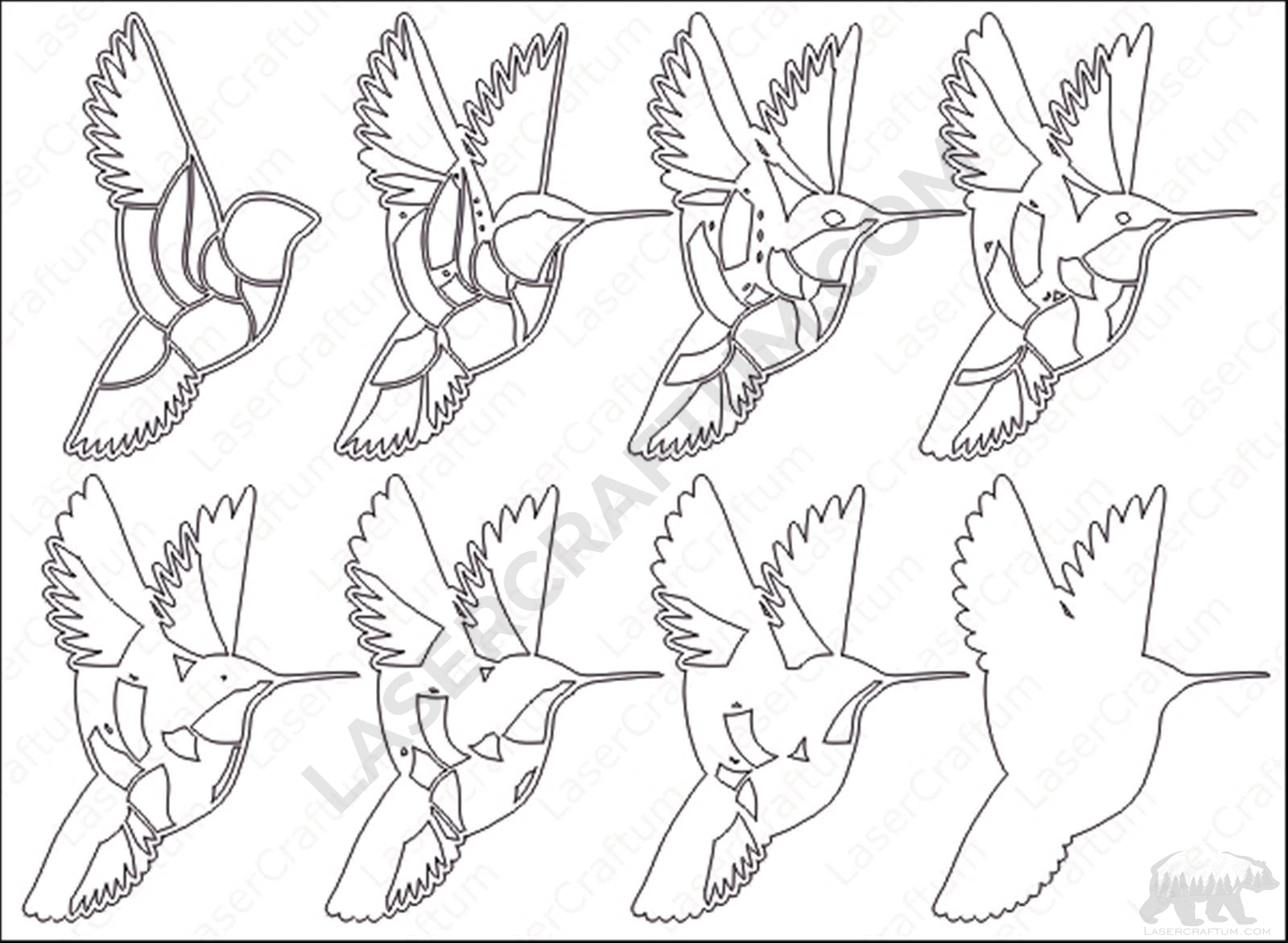 Hummingbird Layered Design for cutting - LaserCraftum