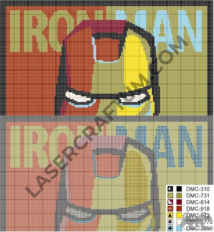 Iron Man Cross Stitch PDF Pattern - LaserCraftum