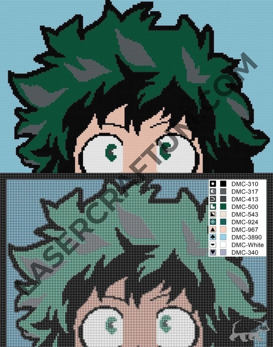 Izuku Midoriya Cross Stitch PDF Pattern - LaserCraftum