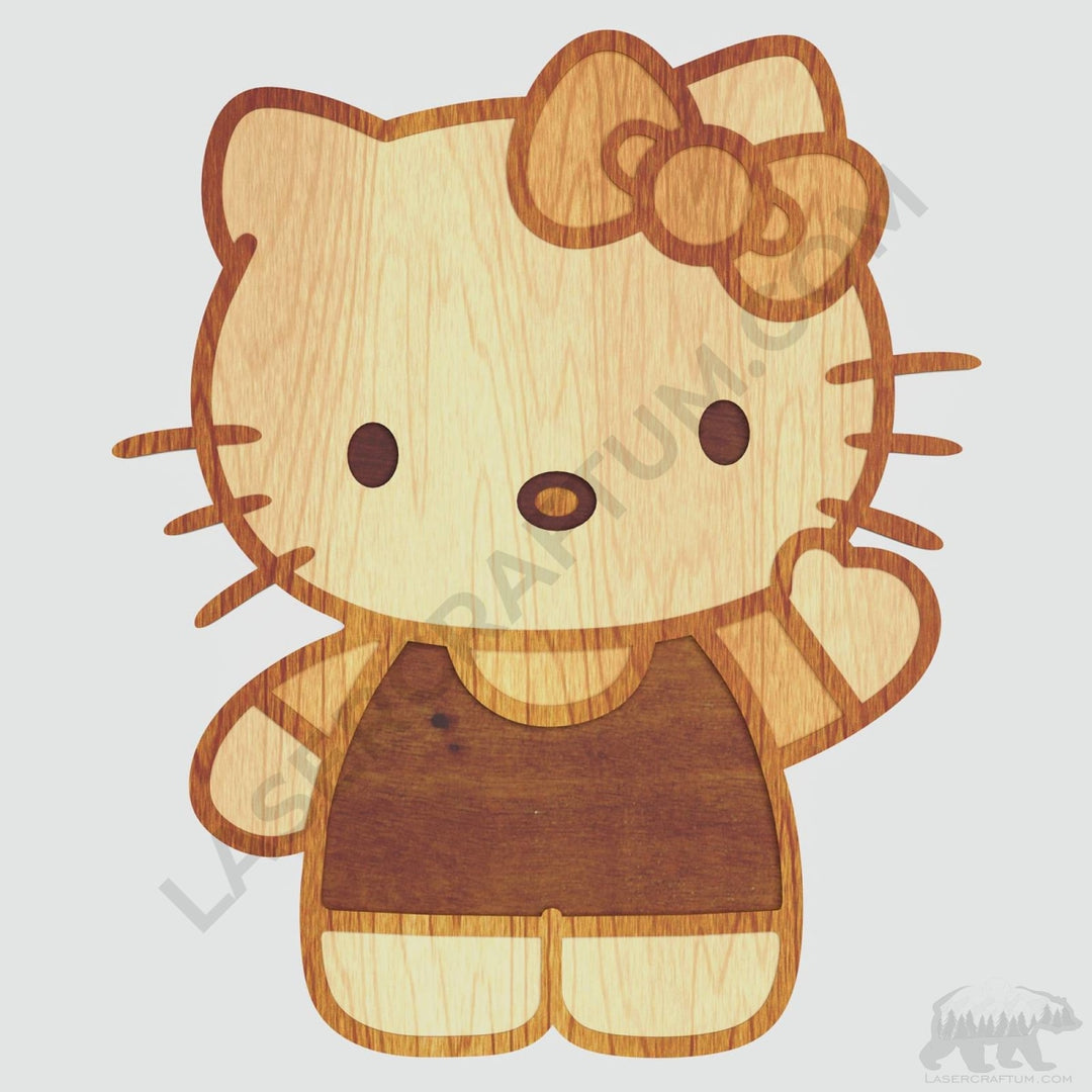 Kitty Layered Design for cutting - LaserCraftum