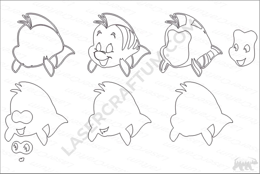 Little Mermaid Characters Layered Design for cutting - LaserCraftum