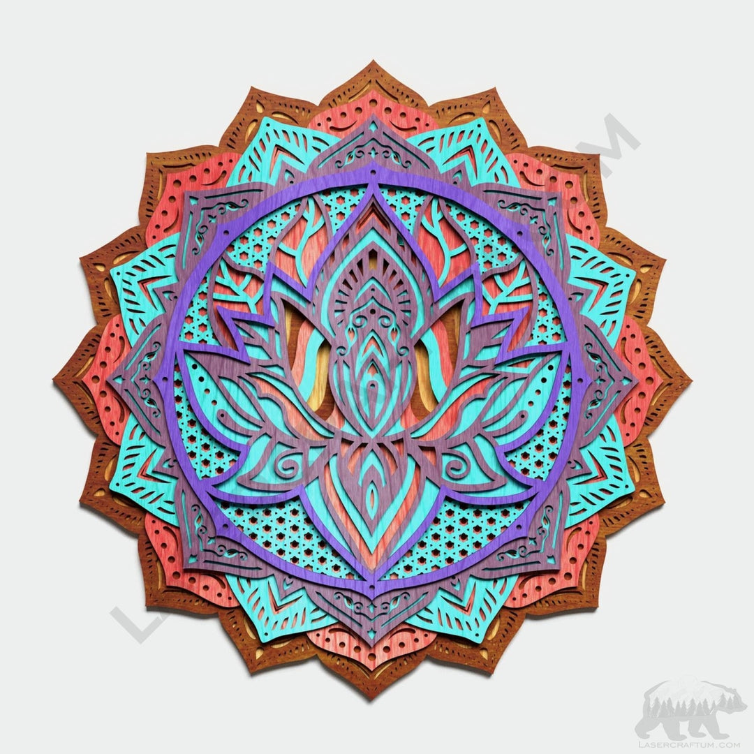 Lotus Layered Design for cutting - LaserCraftum