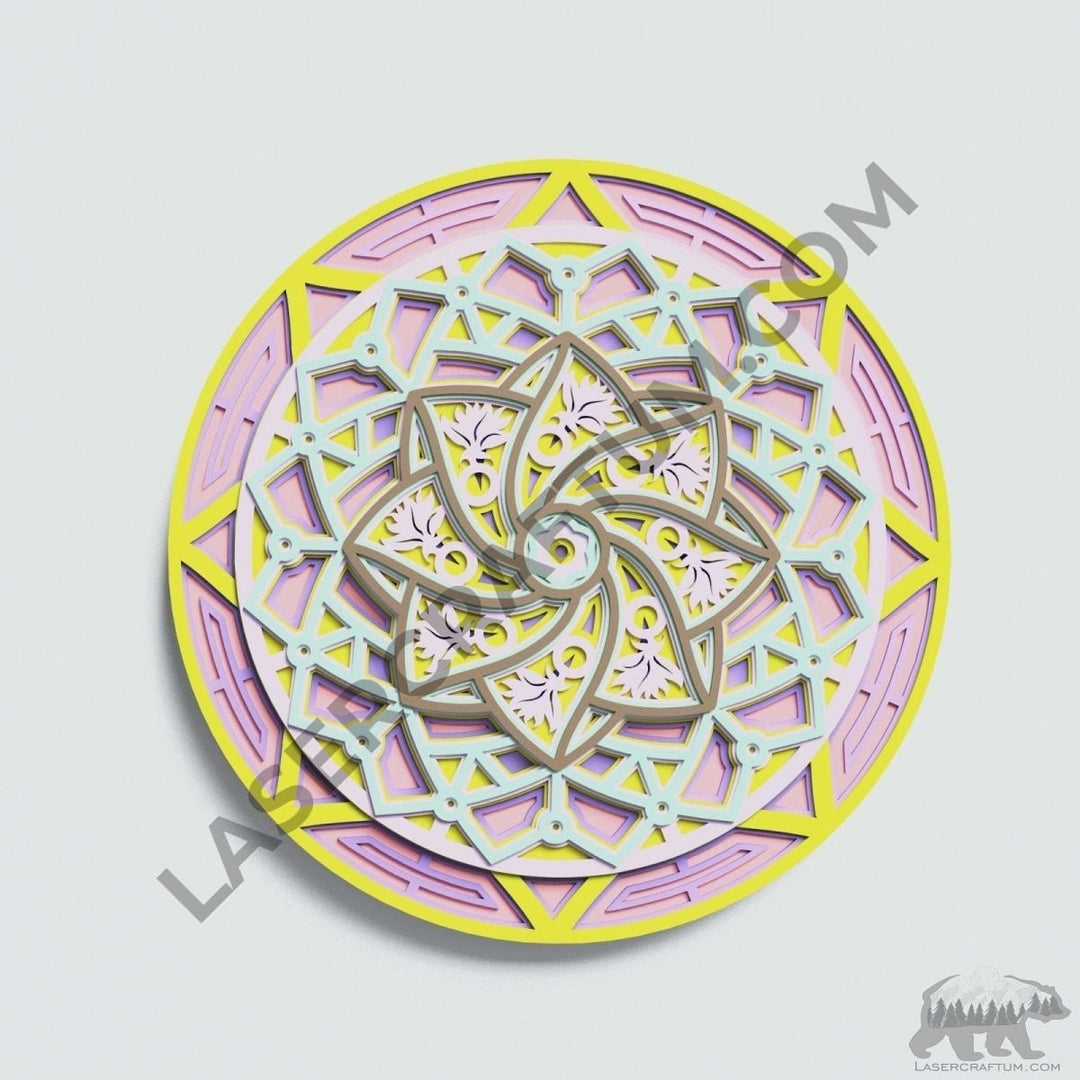 Mandala #1 Multilayer Design for cutting - LaserCraftum