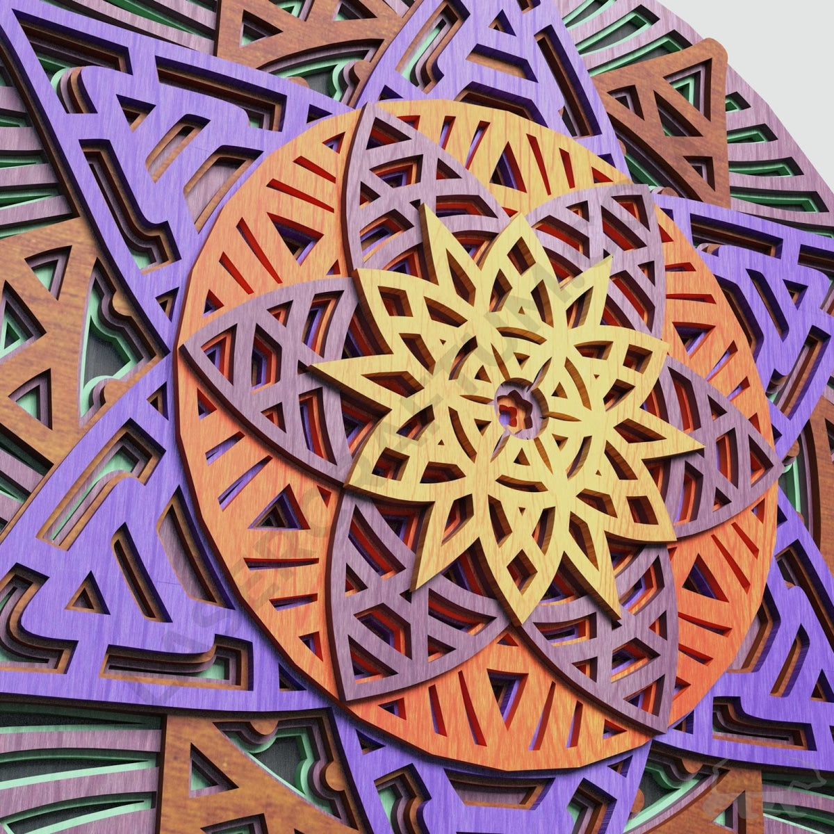 Mandala #2 Multilayer Design for cutting - LaserCraftum