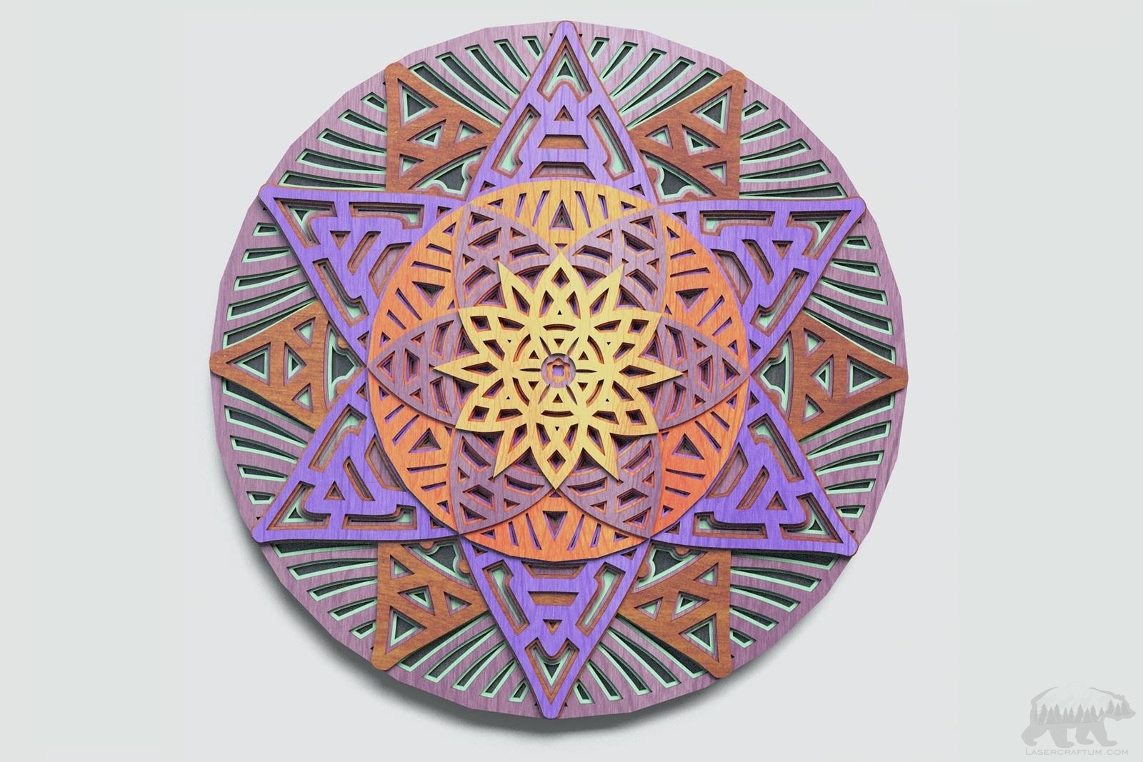 Mandala #2 Multilayer Design for cutting - LaserCraftum