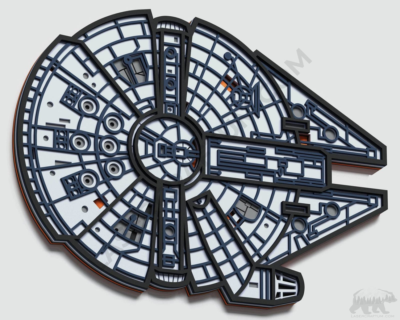 Millennium Falcon Layered Design for cutting - LaserCraftum