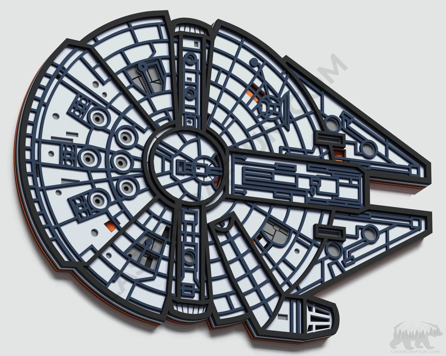 Millennium Falcon Layered Design for cutting - LaserCraftum